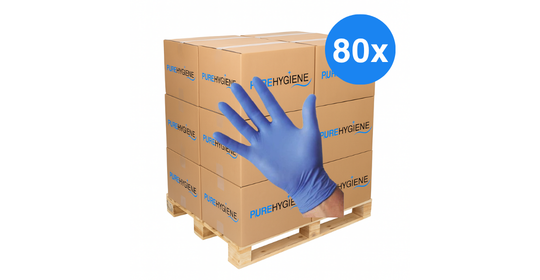 Pallet Nitril Handschoenen Blauw - 80 Dozen | PureHygiene.nl