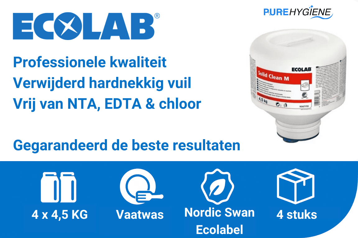 Ecolab Solid Clean M Vaatwasmiddel 4 x 4,5 kg | PureHygiene.nl