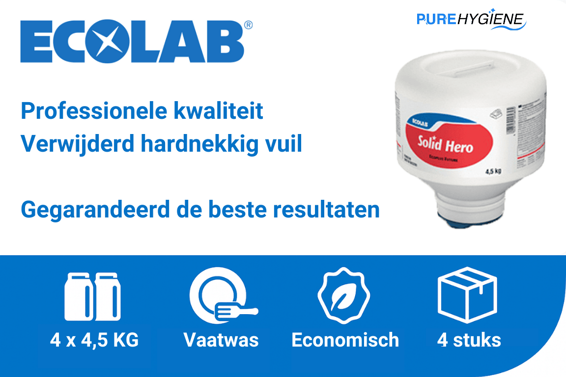 Ecolab Solid Hero Vaatwasmiddel 4 x 4,5 kg | PureHygiene.nl