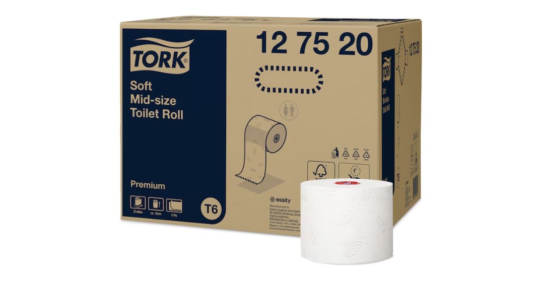 Tork 127520 Toiletpapier Premium 2-laags Mid-size 90m x 10cm T6 27st ...